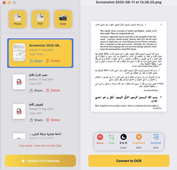 Arabic OCR Demo for macOS | Arabic OCR